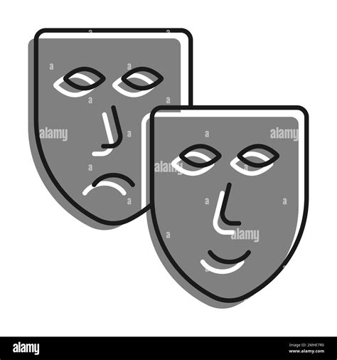 Linear Filled With Gray Color Icon Comedy And Tragic Theatrical Masks