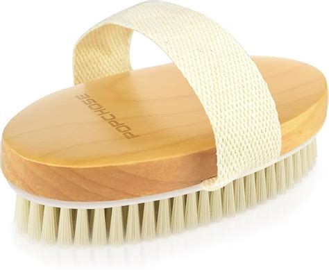 Popchose Dry Brushing Body Brush Natural Bristle Dry Skin Exfoliating