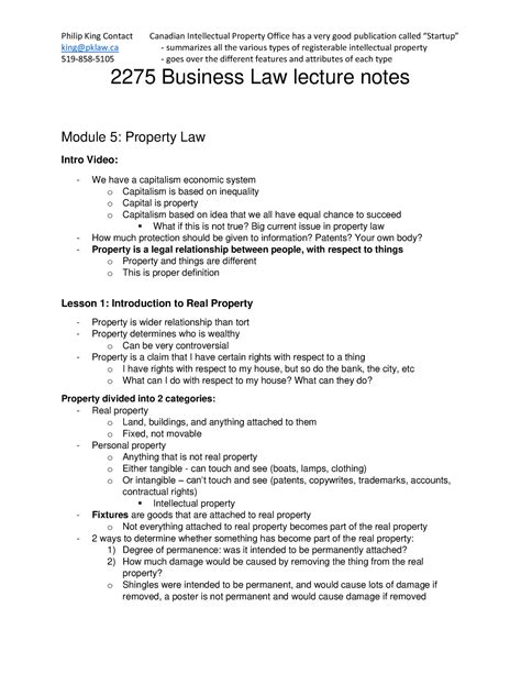 2275 Business Law Final Exam Lecture Notes Module 5 8 Philip King