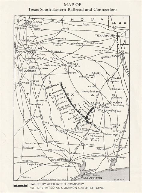 Texas South Eastern Railroad Map 1932