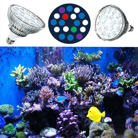 54w Led Aquarium Light Full Spectrum Blue White Green Red Uv Par38 E27