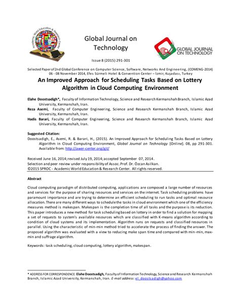 Pdf An Improved Approach For Scheduling Tasks Based On Lottery