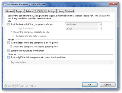windows task scheduler trigger an event when internet connects or