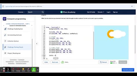 Khan Academy Challenge Parting Clouds Intro To Js Drawing