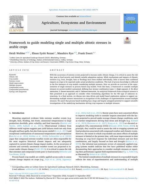 PDF Framework To Guide Modeling Single And Multiple Abiotic Stresses