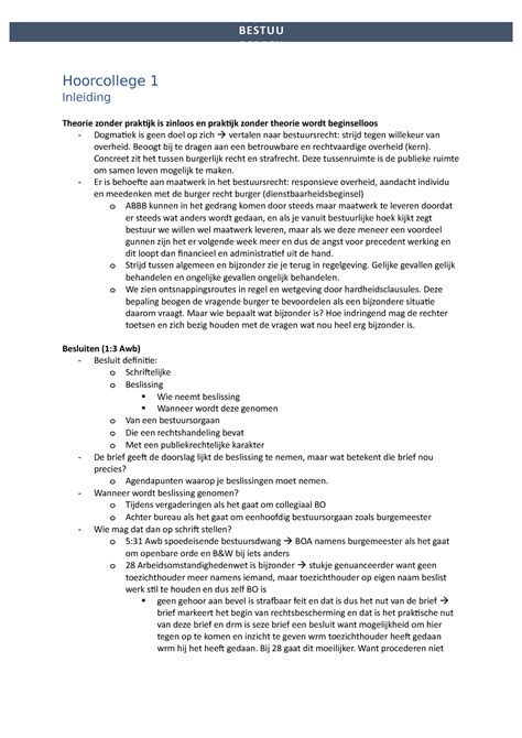 Bestuursrecht In De Praktijk Hoorcollege 1 Inleiding Theorie Zonder