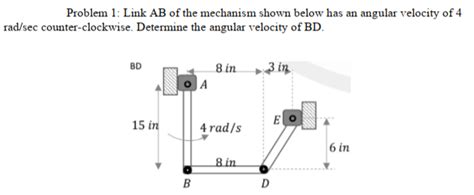 Solved Link AB Of The Mechanism Shown Below Has An Angular Chegg Com