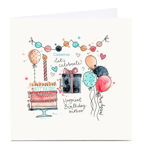 Buy Personalised Bev Hopwood Birthday Card Lets Celebrate For Gbp 3