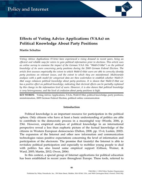 Effects Of Voting Advice Applications Vaas On Political Knowledge About Party Positions Pdf