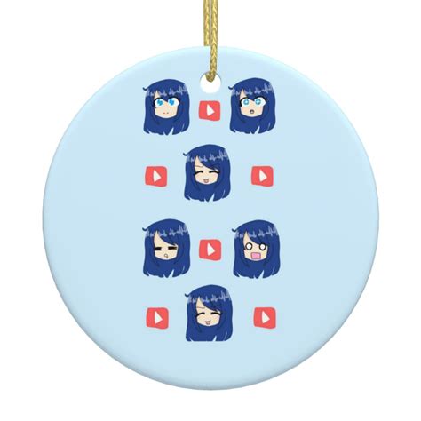 Krew Itsfunneh Cartoon Christmas Tree Hanging Ornaments Round Ceramic Xmas Ornaments Decor