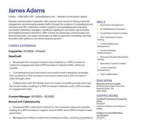 8 Copywriter Cv Examples [with Free Templates]