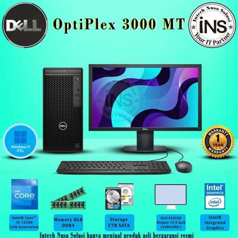 Jual Pc Dell Optiplex 3000 Mt I5 12500 8gb 1tb Sata256gb Ssd512gb Ssd