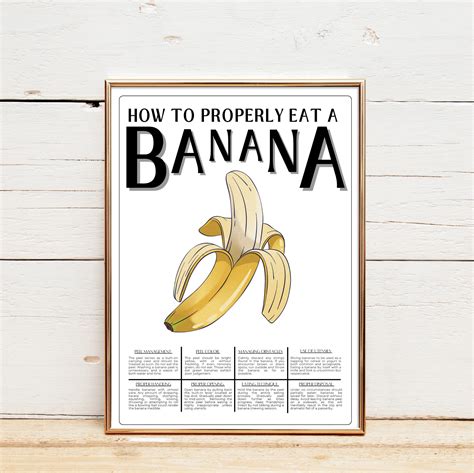 How To Properly Eat A Banana Printable Art Files Modern Food Etsy