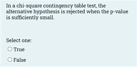 Solved In A Chi Square Contingency Table Test The