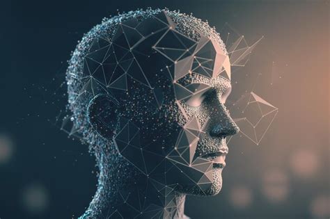 Premium Ai Image Polygonal 3d Wireframe Model Of A Human Head Made Of Triangular Particles