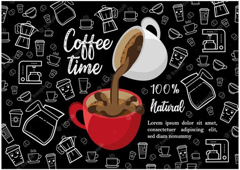 Premium Vector Coffee Time Background With Coffee Cups