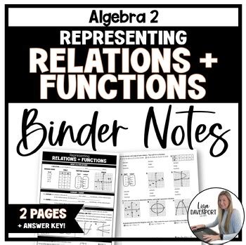 Relations And Functions Algebra 2 Binder Notes By Lisa Davenport