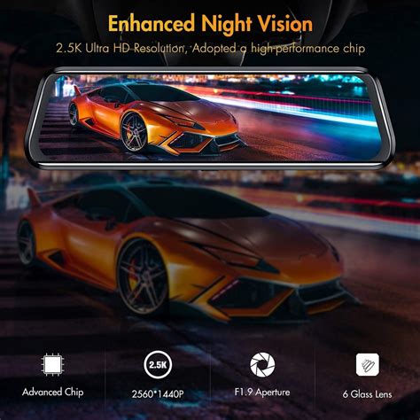 Black Wolfbox K Mirror Dash Cam With GPS Full Touch Screen For Easy To Use Model Name