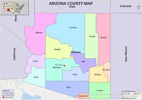 Arizona County Map List Of 15 Counties In Arizona And Their County Seats Arizona County Map List Of 15 Counties In Arizona And Their County Seats