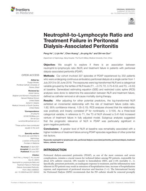 Pdf Neutrophil To Lymphocyte Ratio And Treatment Failure In