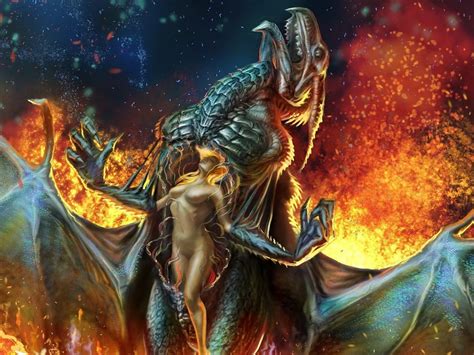Картинка на рабочий стол fantasy girl naked dragon magic 1400 x 1050