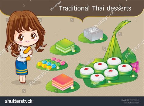 Thai Character Traditional Costume Sawasdee Welcome Stock Vector
