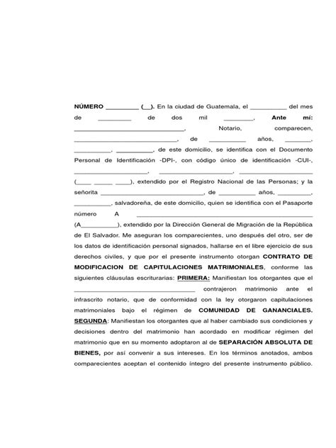 Escritura De Modificacion De Regimen Matrimonial Pdf