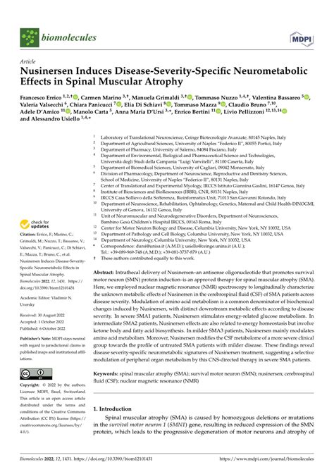Pdf Nusinersen Induces Disease Severity Specific Neurometabolic