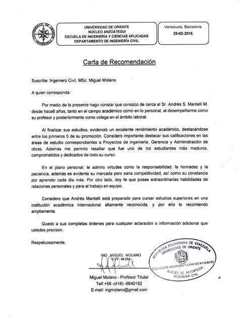 310774548 Ejemplo De Carta De Recomendacion Academica Para Universidad