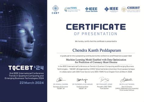 Machinelearning Datascience Ieee Conference Tqcebt24 Research