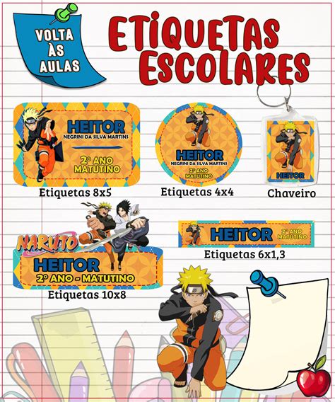 Adesivo Escolar Para Imprimir Naruto