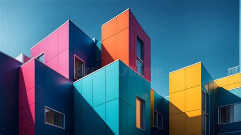 Minimalist Architectural Rendering Of Modern Buildings In Simple And
