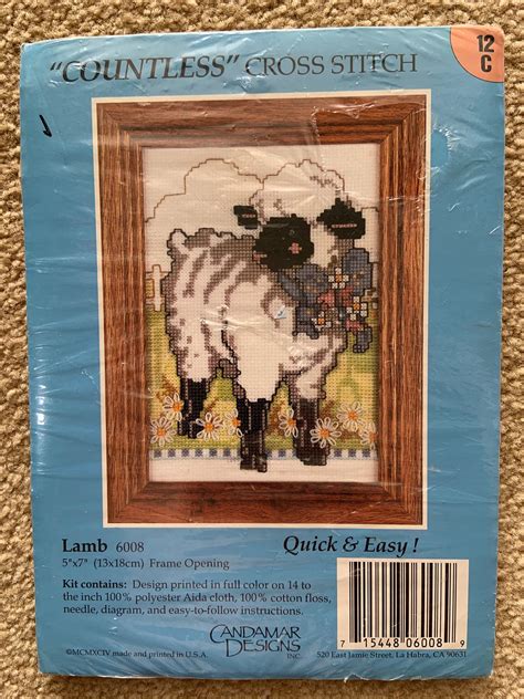 Vintage No Count Cross Stitch Kit Lamb By Candamar Designs Inc