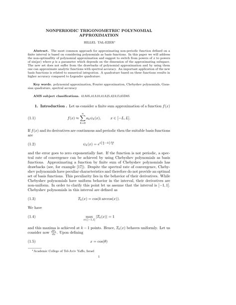 Pdf Non Periodic Trigonometric Polynomial Approximation