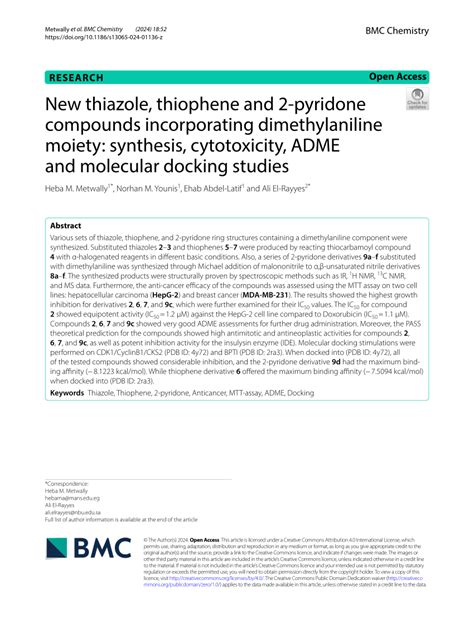 Pdf New Thiazole Thiophene And 2 Pyridone Compounds Incorporating