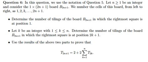 Question 6 In This Question We Use The Notation Of