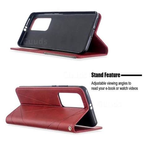 Prismatic Slim Magnetic Sucking Stitching Wallet Flip Cover For Huawei P40 Pro Red Huawei