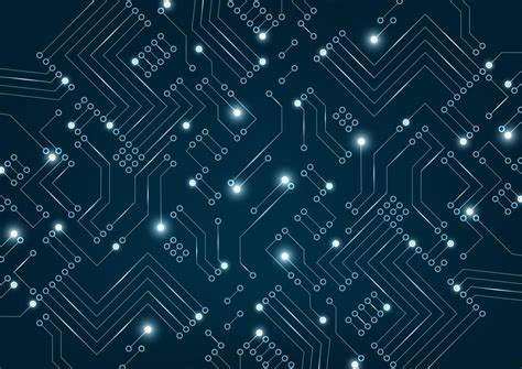 Abstract Futuristic Circuit Board On Dark Blue Background Digital