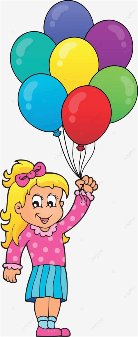 Girl With Party Balloons Theme 1 String Vectors Draw Vector String