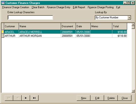 Customer Finance Charges