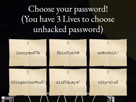 Guess The Password Or You Get Hacked Cuestionario