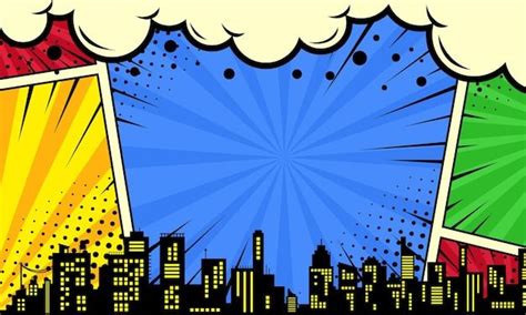 Colorful Comic Scene Background With Cit Premium Vector Freepik Vector Comic Layout