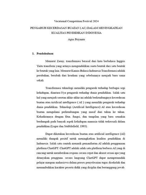 Contoh Esay Tentang Kecerdasan Buatan Pdf