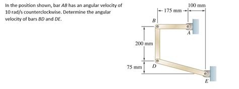 Solved In The Position Shown Bar Ab Has An Angular Velocity Of 10 Rad