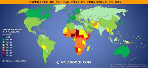 Carte Du Monde Esp Rance De Vie Atlasocio