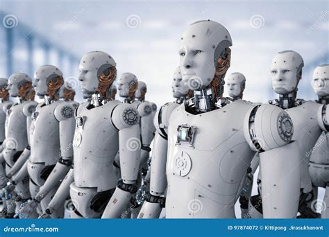 A Group Cyborgs Mission With Clipping Path Invasion Of Military Robots