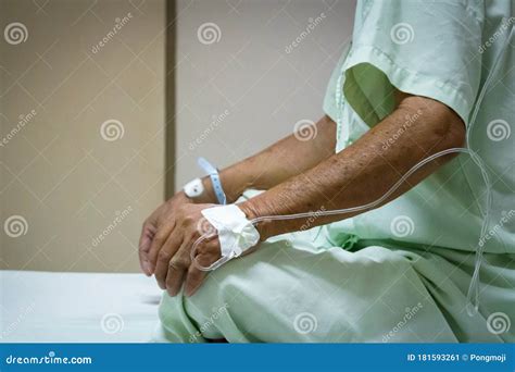 Patient With Saline Intravenous In The Hospital Stock Image Image Of