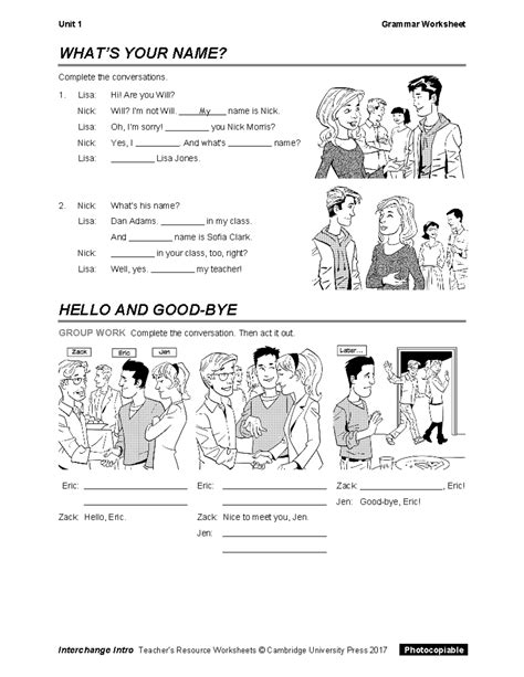 Interchange Th Ed Intro Level Unit Grammar Worksheet Unit Grammar Worksheet WHATS