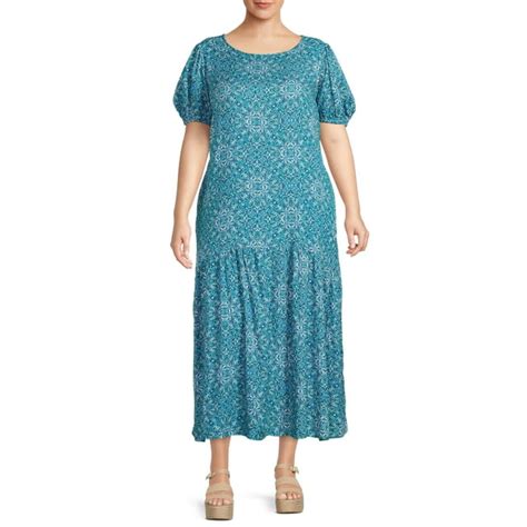 Terra And Sky Womens Plus Size Tiered Maxi Dress