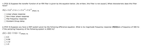 solved tc0 3 suppose the transfer function of an fir